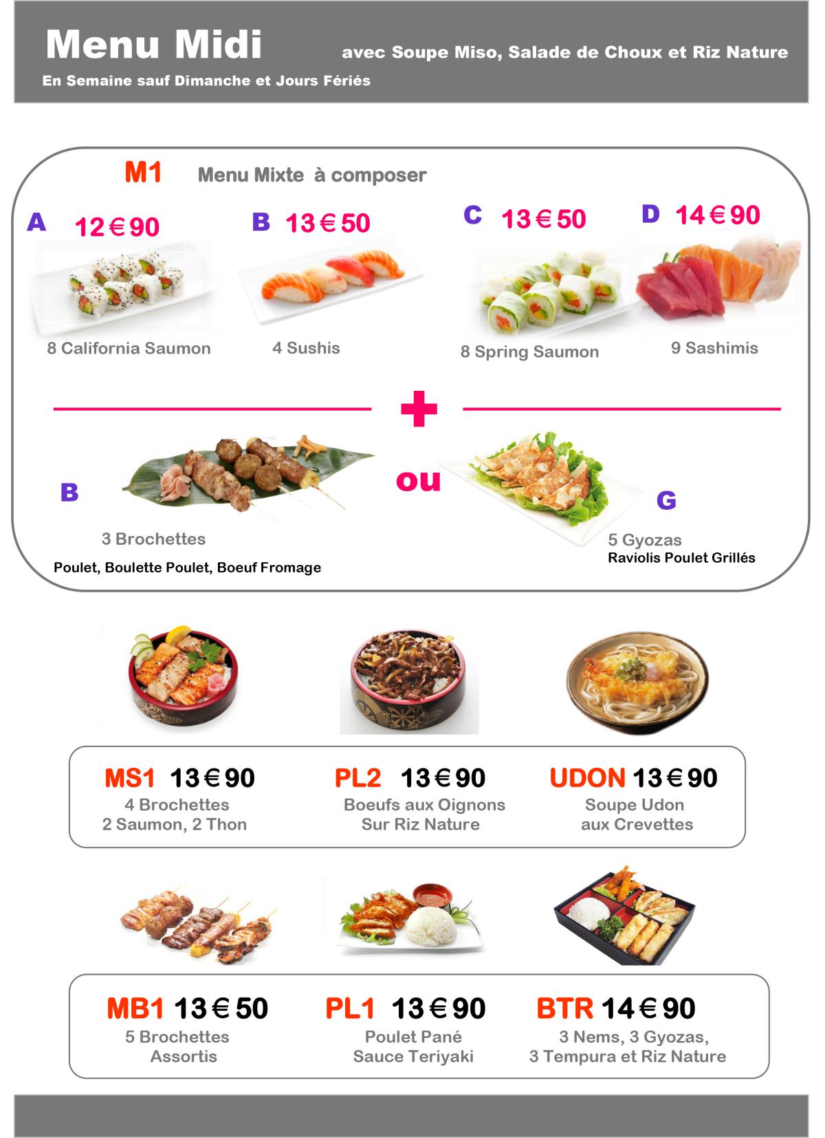 Menu Carte sur place sushia restaurant japonais 68000 COLMAR