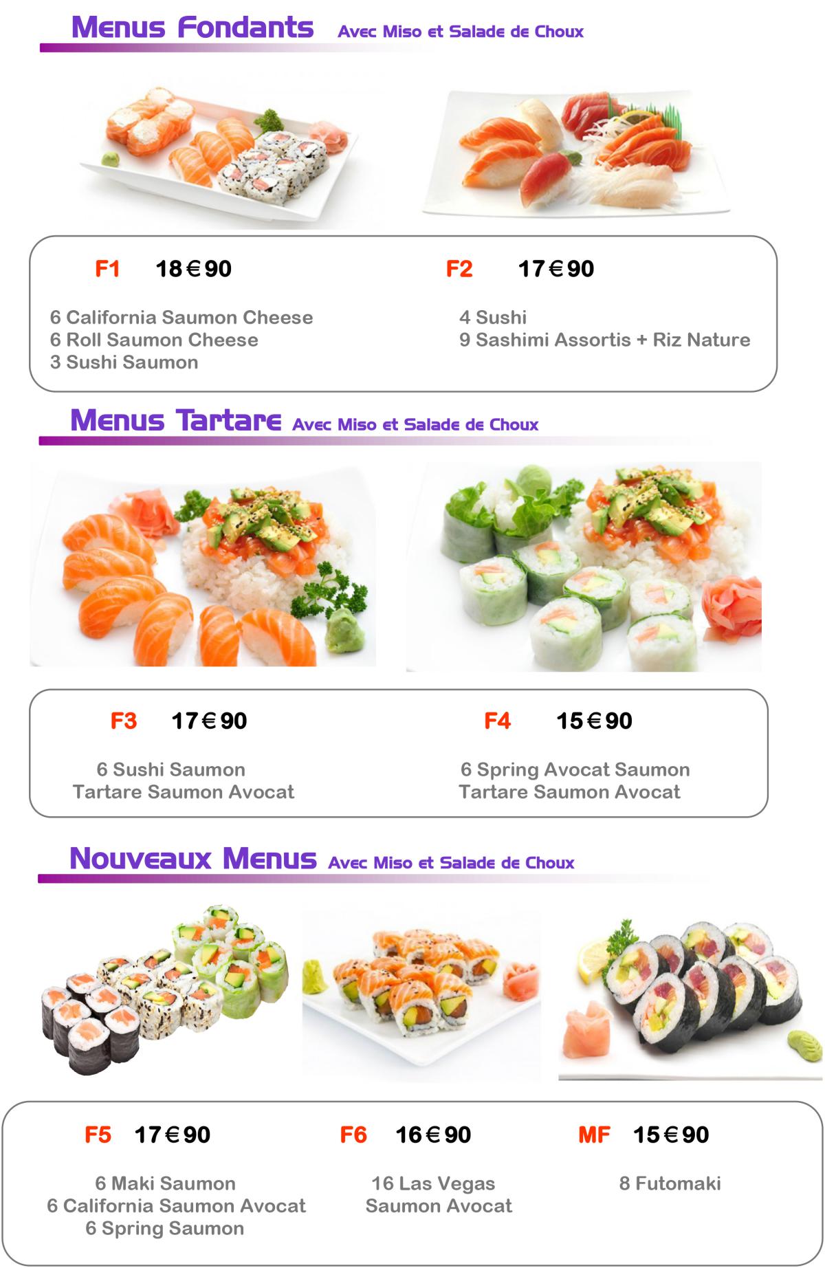 Menu Carte sur place sushia restaurant japonais 68000 COLMAR
